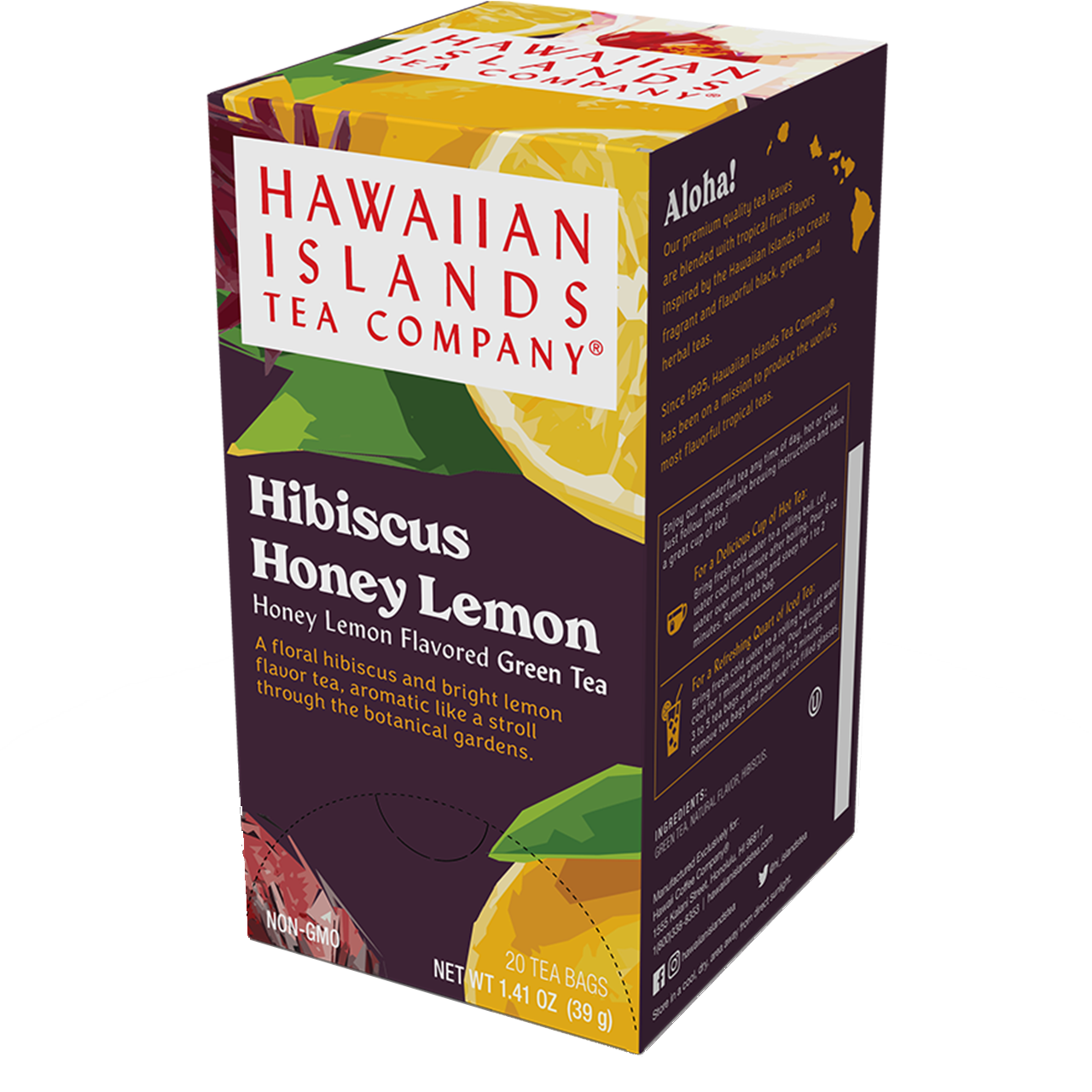 Hibiscus Honey Lemon Green Tea - Hawaiian Islands Tea Company